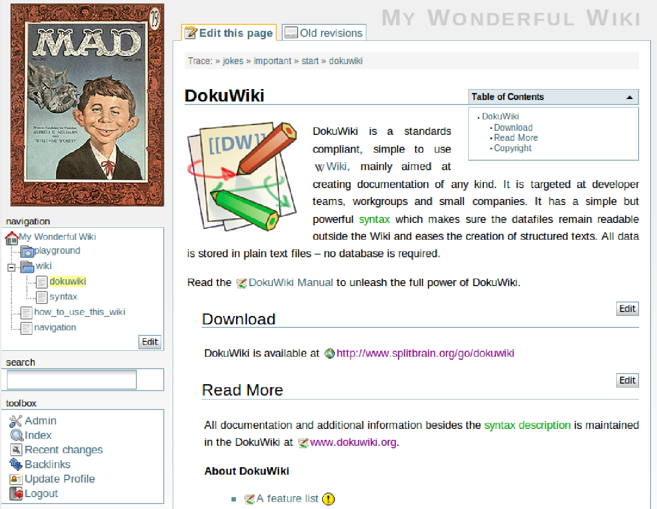 Dokuwiki Tutorial Part 2: Navigation and Appearance · tech.surveypoint.com